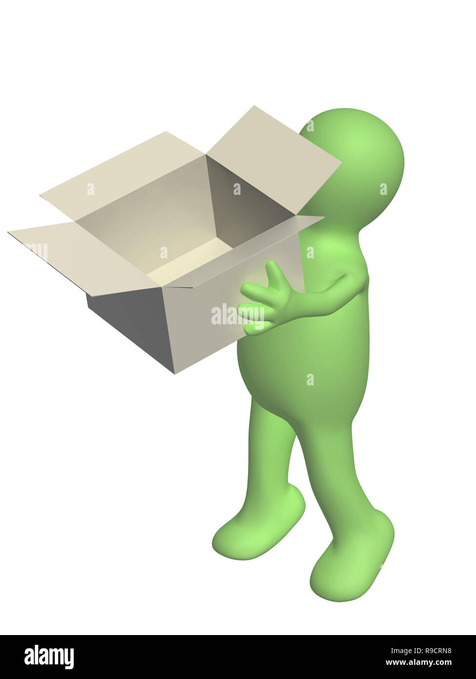 Puppet with empty opened box. Isolated on white background Stock Photo ...