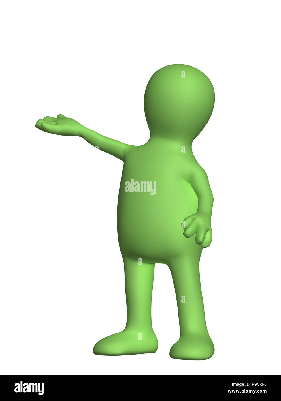 Green puppet on white background Stock Photo - Alamy
