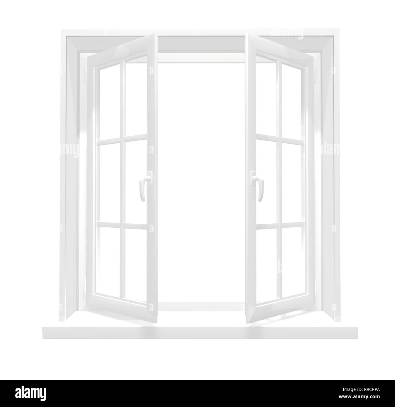 Opened window. Isolated on white background Stock Photo - Alamy