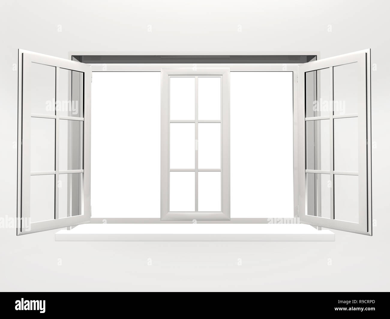 Opened window. 3d render Stock Photo - Alamy