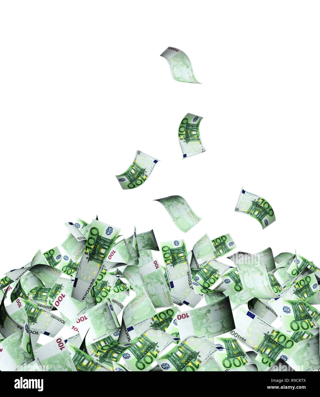 Flying banknotes of euro. Isolated on white background Stock Photo - Alamy