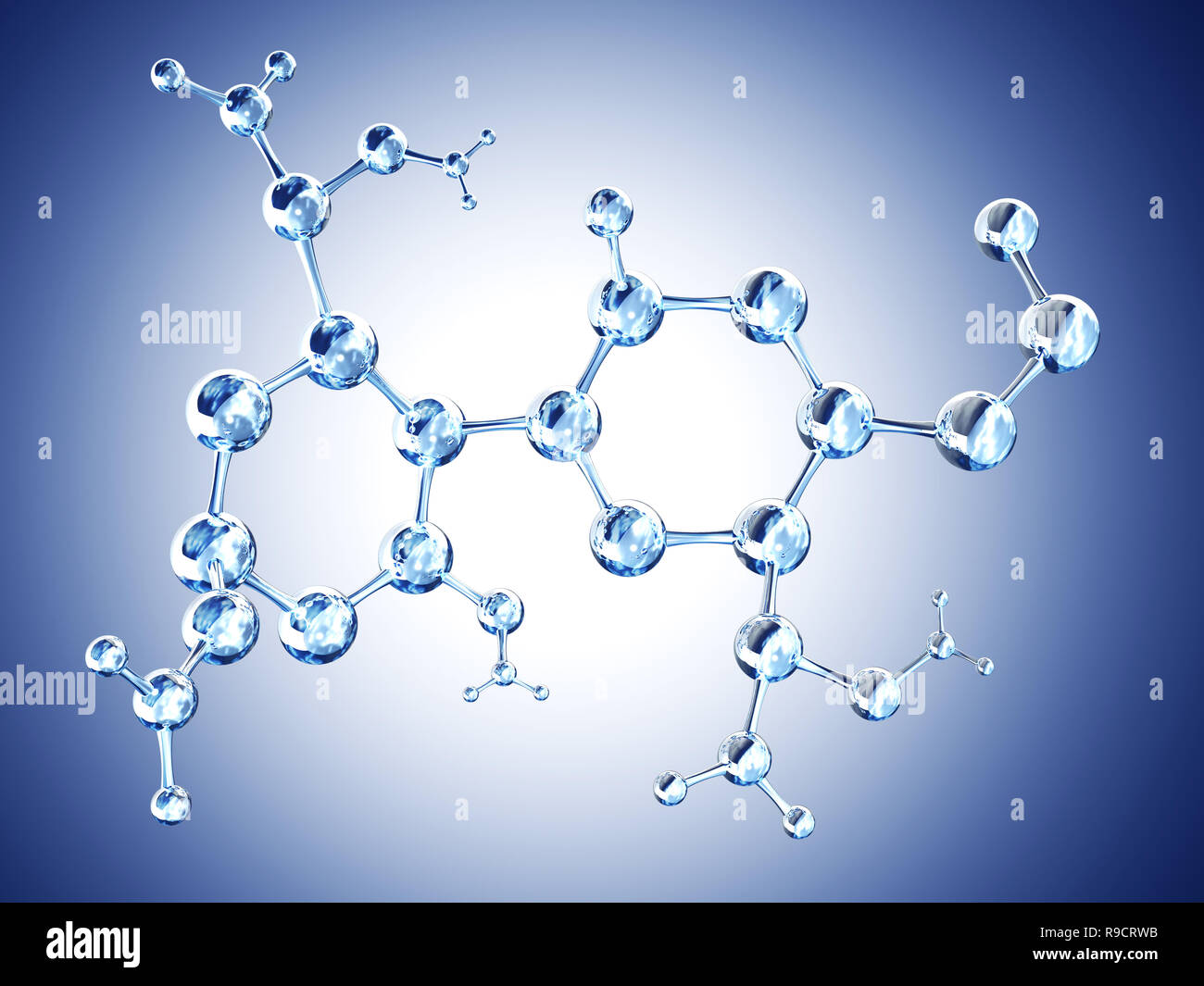 Abstract molecular structure of blue color Stock Photo - Alamy