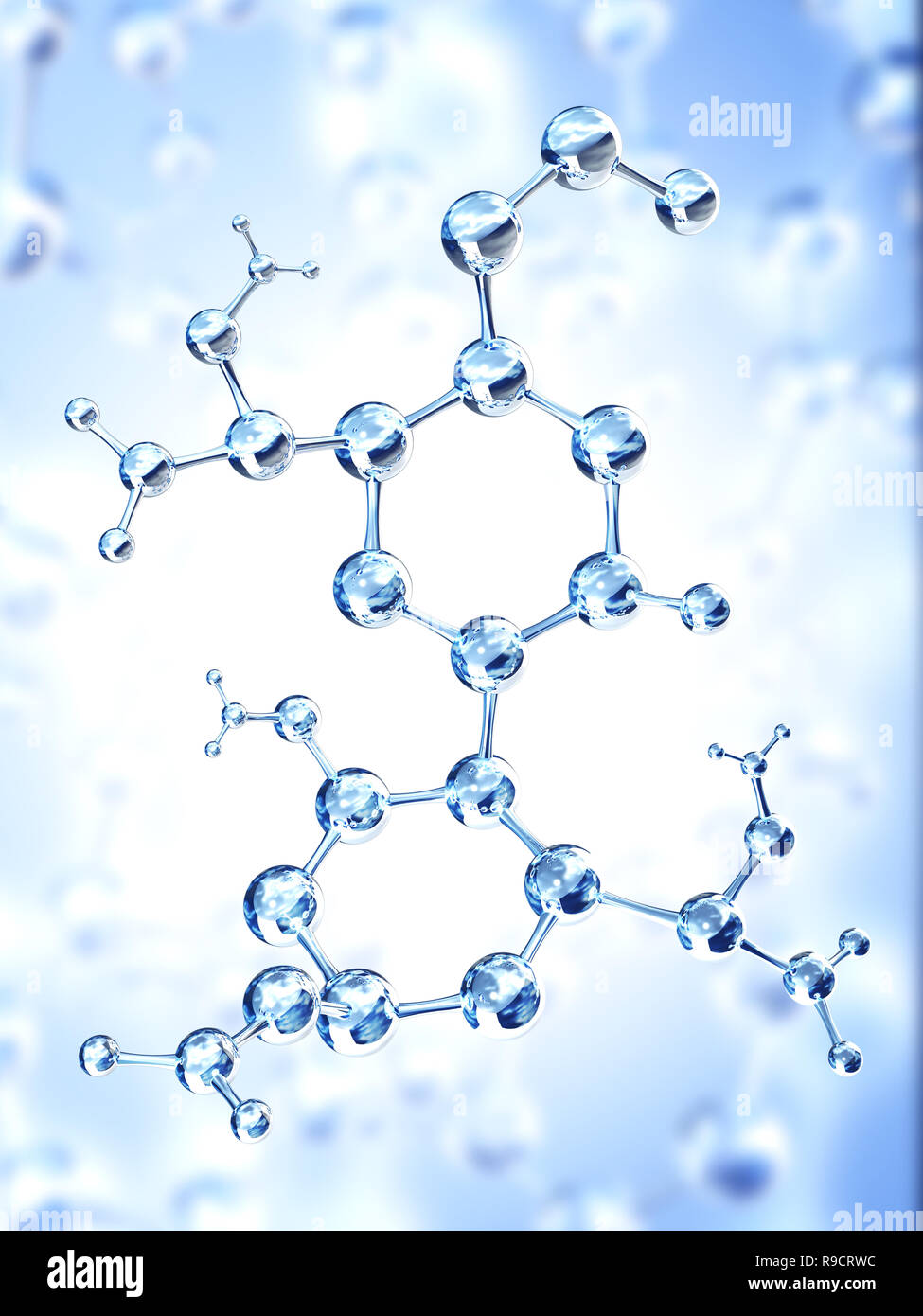 Abstract molecular structure of blue color Stock Photo - Alamy