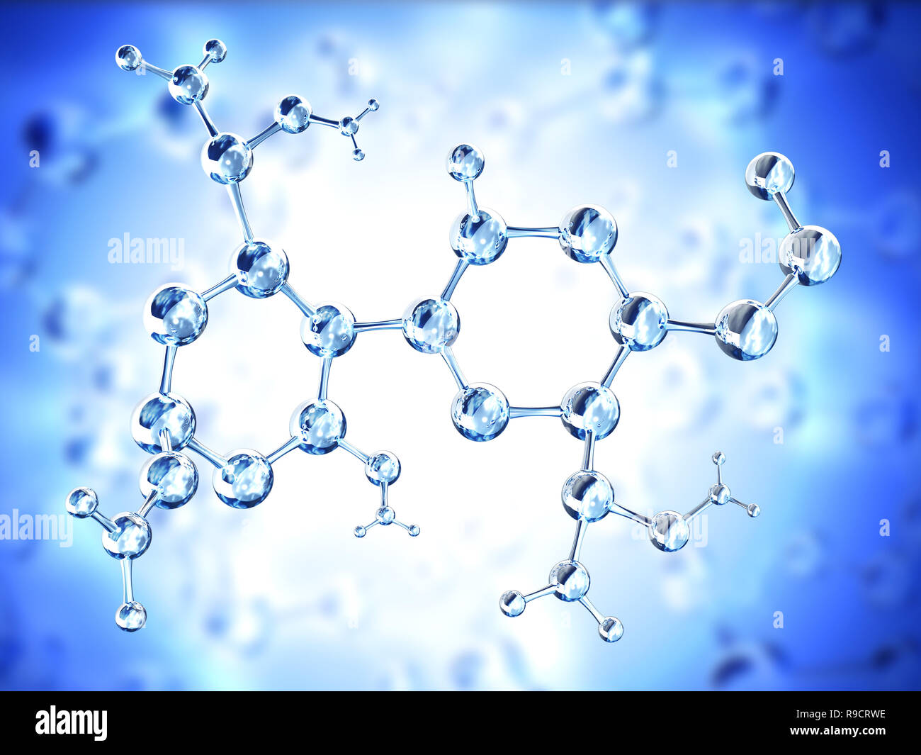Abstract molecular structure of blue color Stock Photo - Alamy