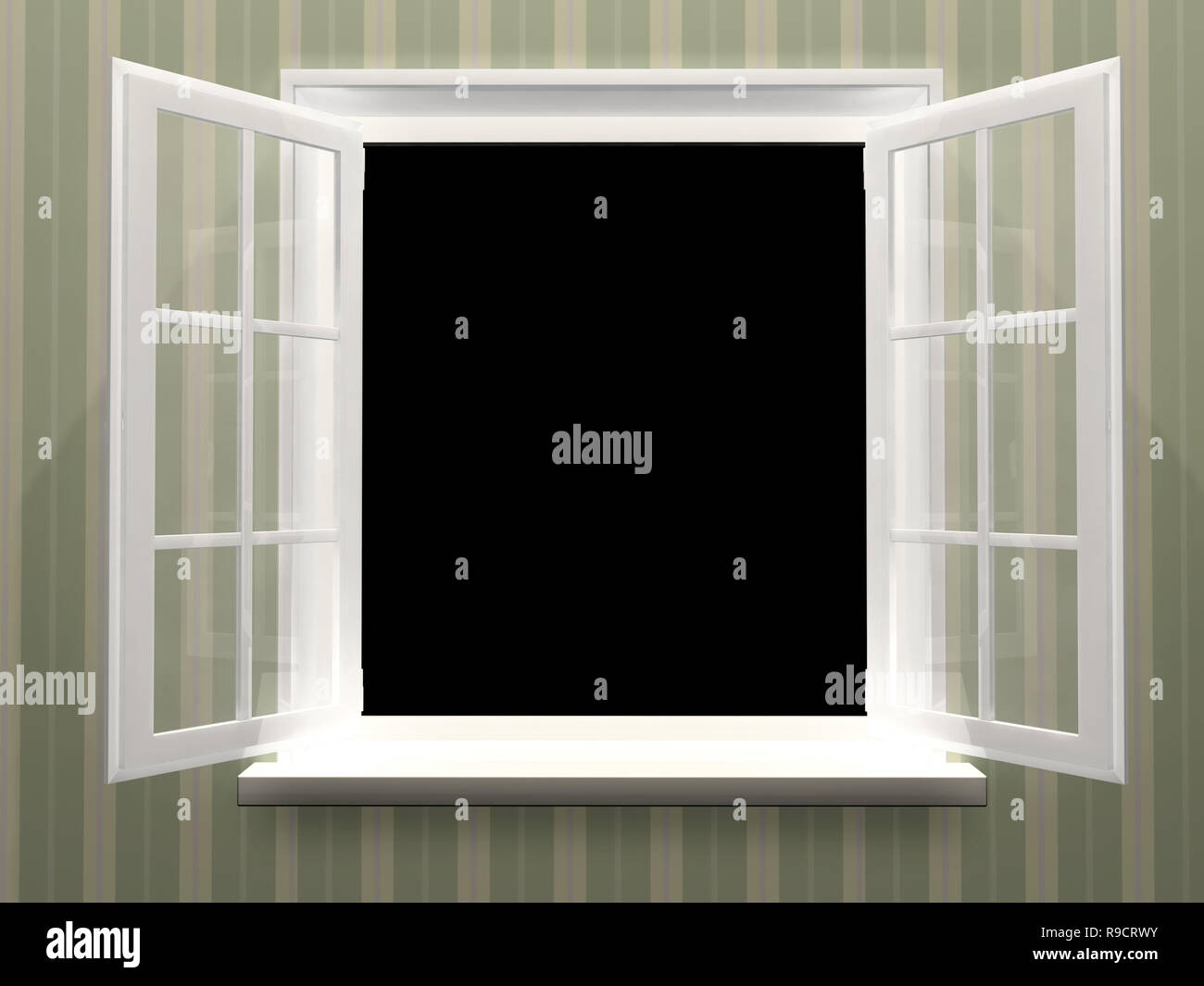 Open window. 3d render Stock Photo - Alamy