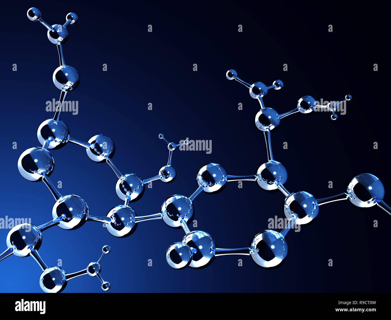 Abstract molecular structure. On blue background Stock Photo - Alamy