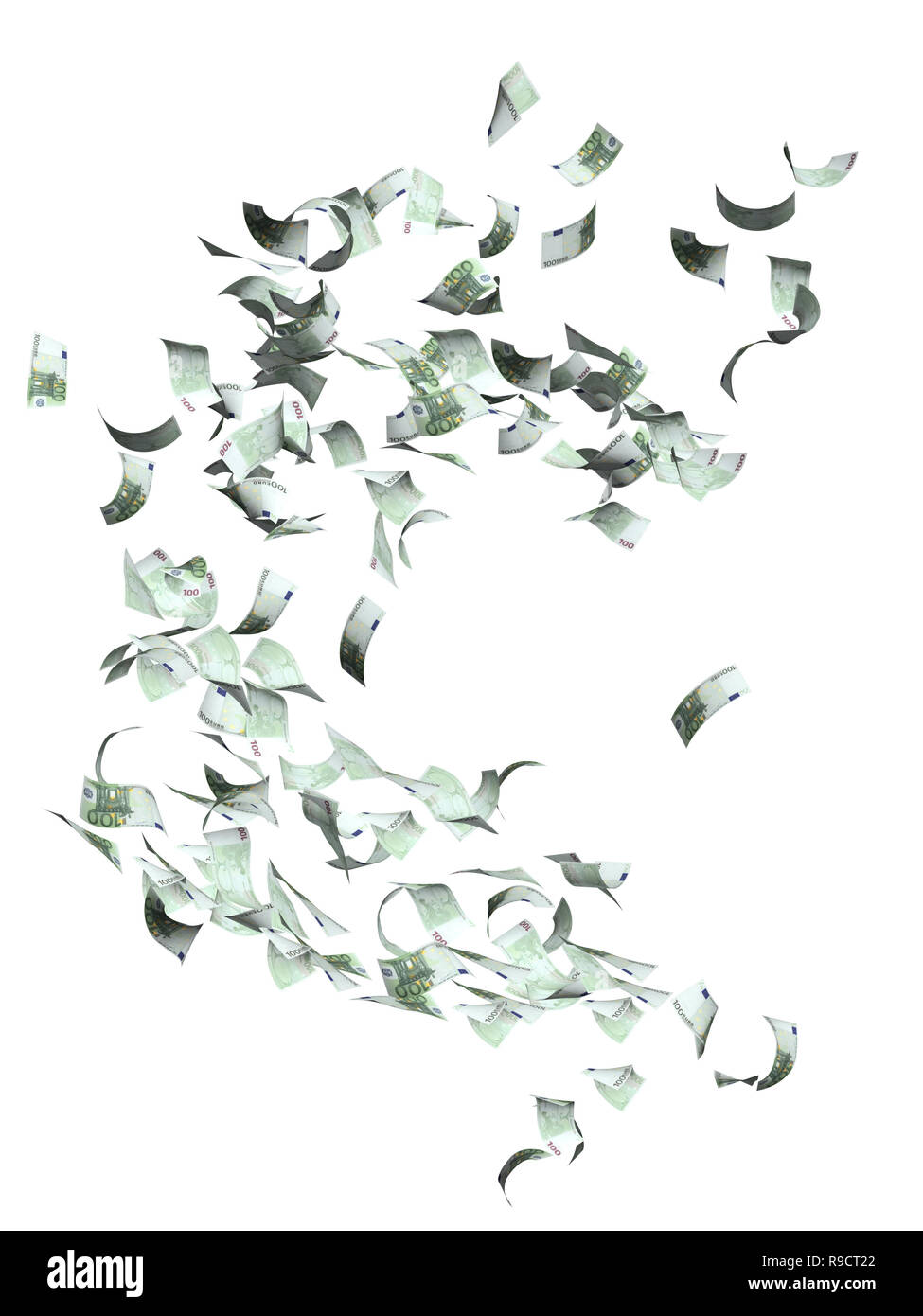 Flying banknotes of euros. Isolated on white background Stock Photo - Alamy