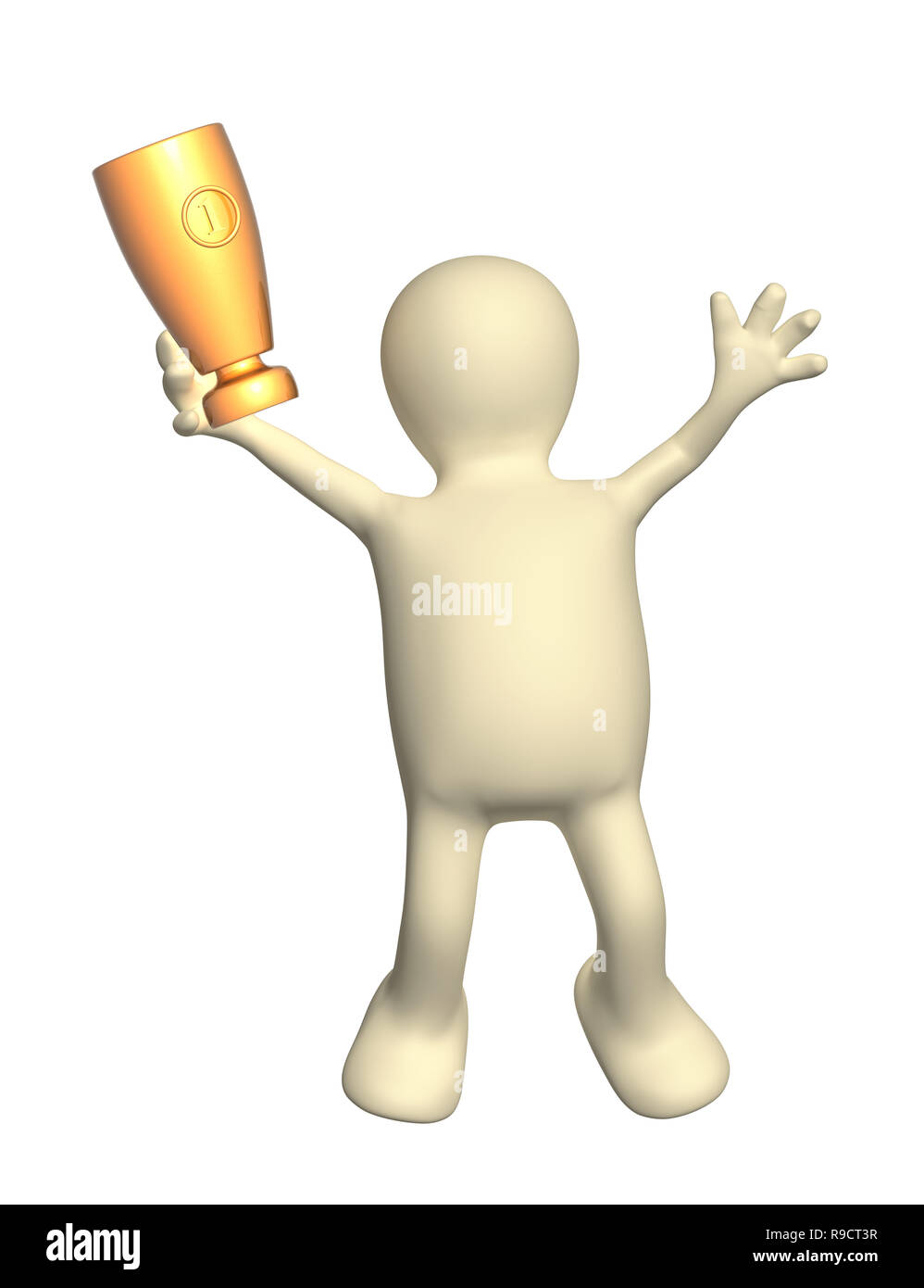 Jumping puppet with cup. Isolated on white background Stock Photo - Alamy