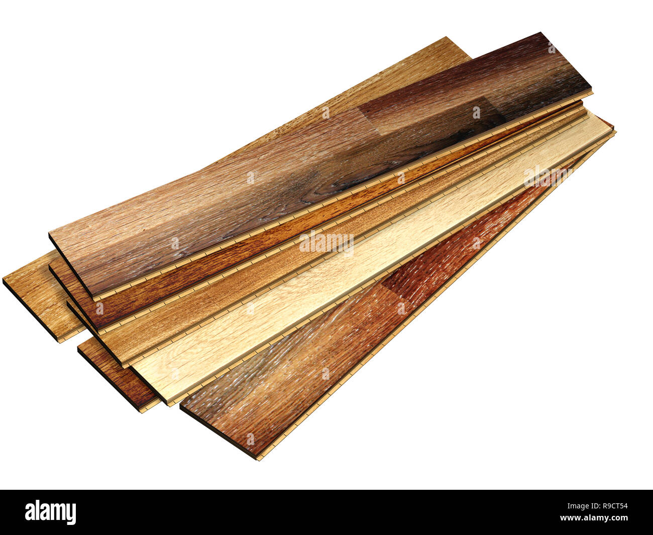New oak parquet of different colors. Isolated on white background Stock ...