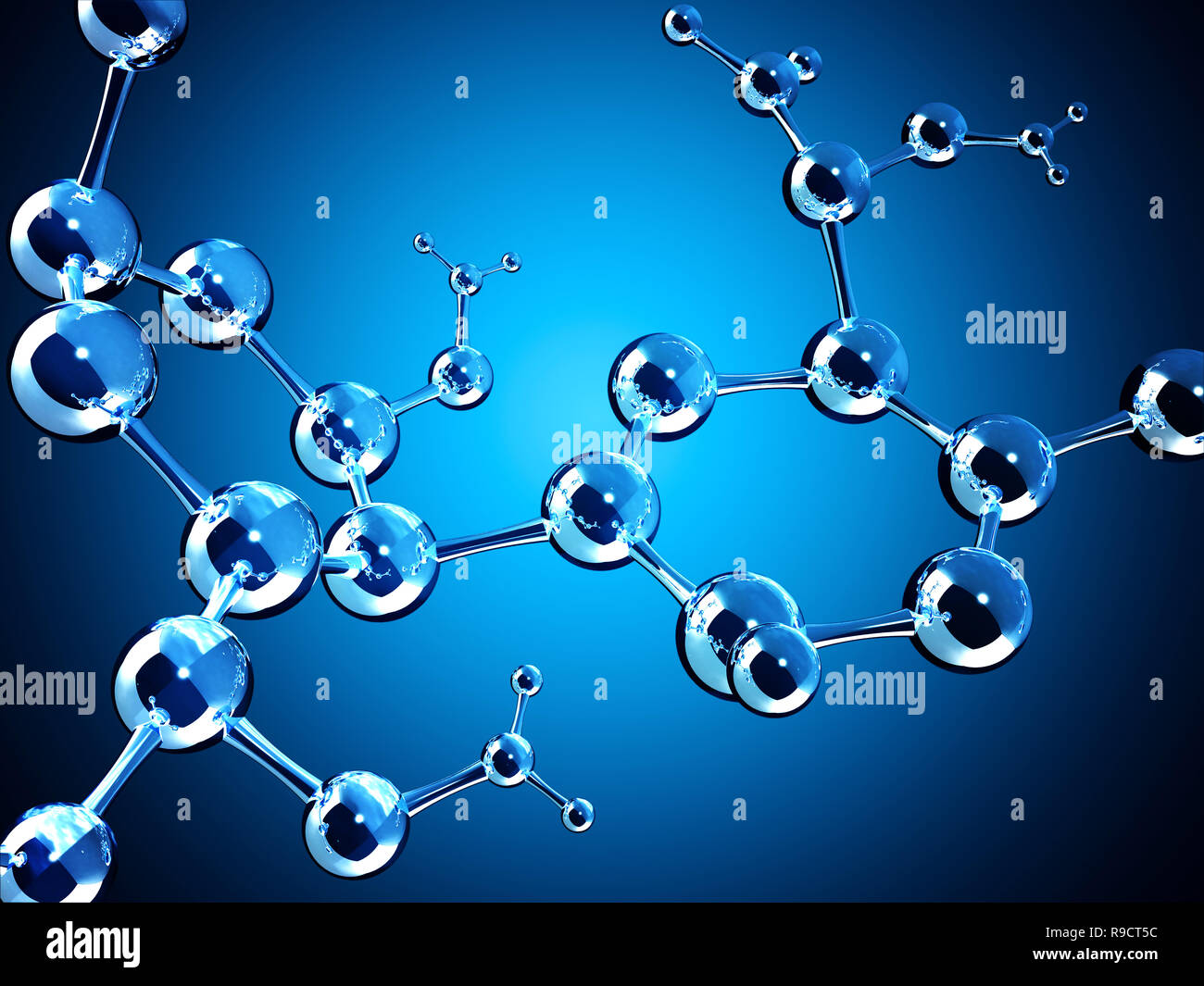Abstract molecular structure from glass. On blue background Stock Photo ...