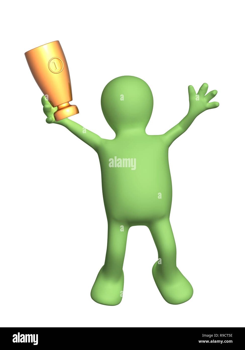 Jumping puppet with cup. Isolated on white background Stock Photo - Alamy