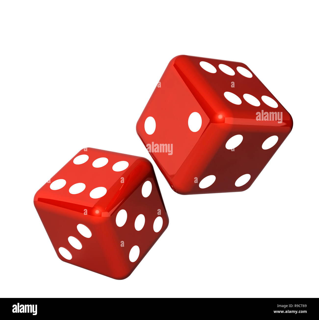 Falling red dice for gambling. Isolated on white background Stock Photo ...