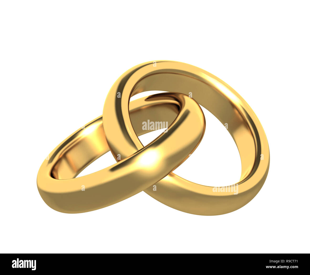 Two 3d gold wedding ring. Objects isolated on white background Stock ...