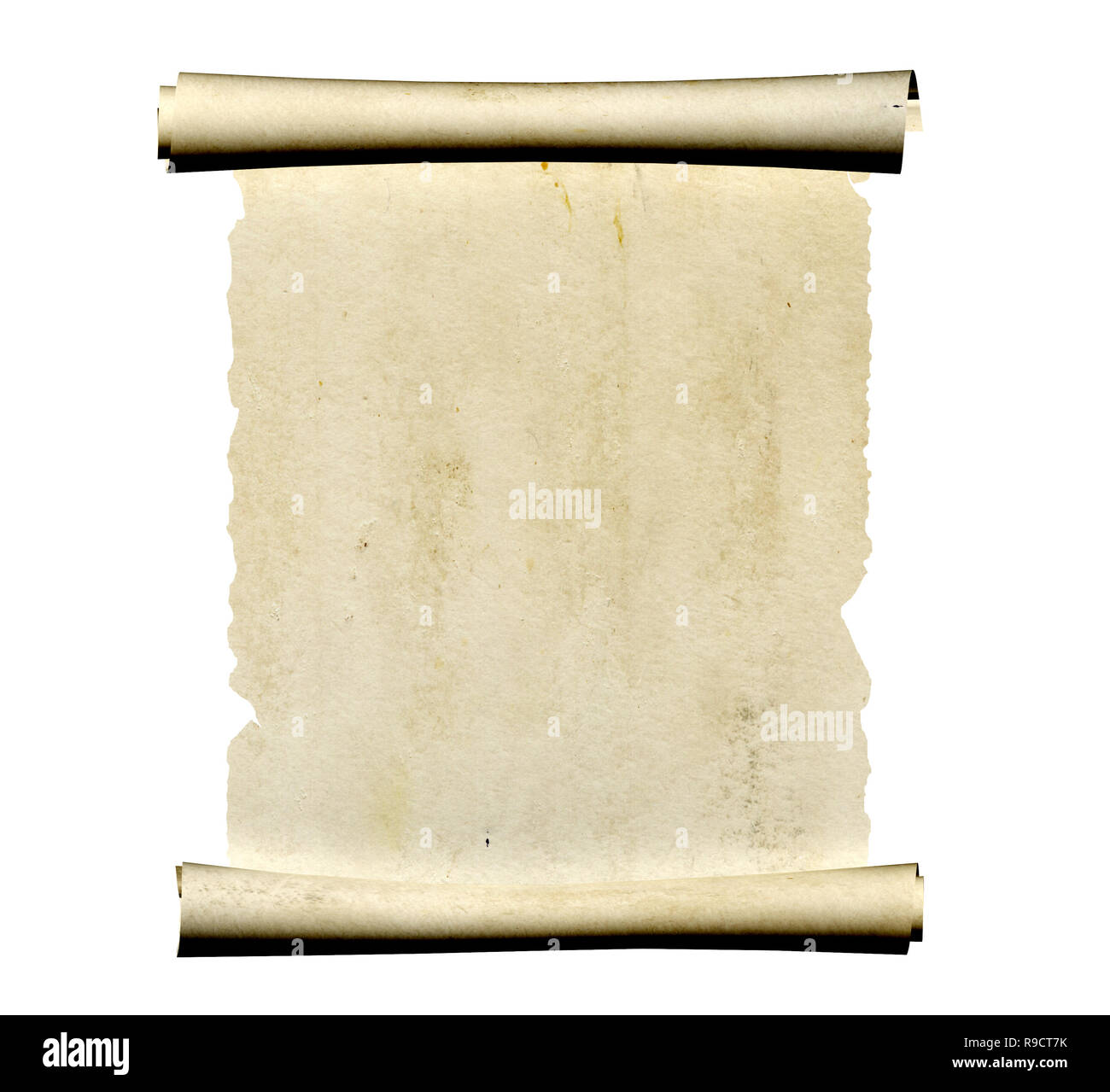 Scroll of old parchment. Object isolated on white background Stock ...