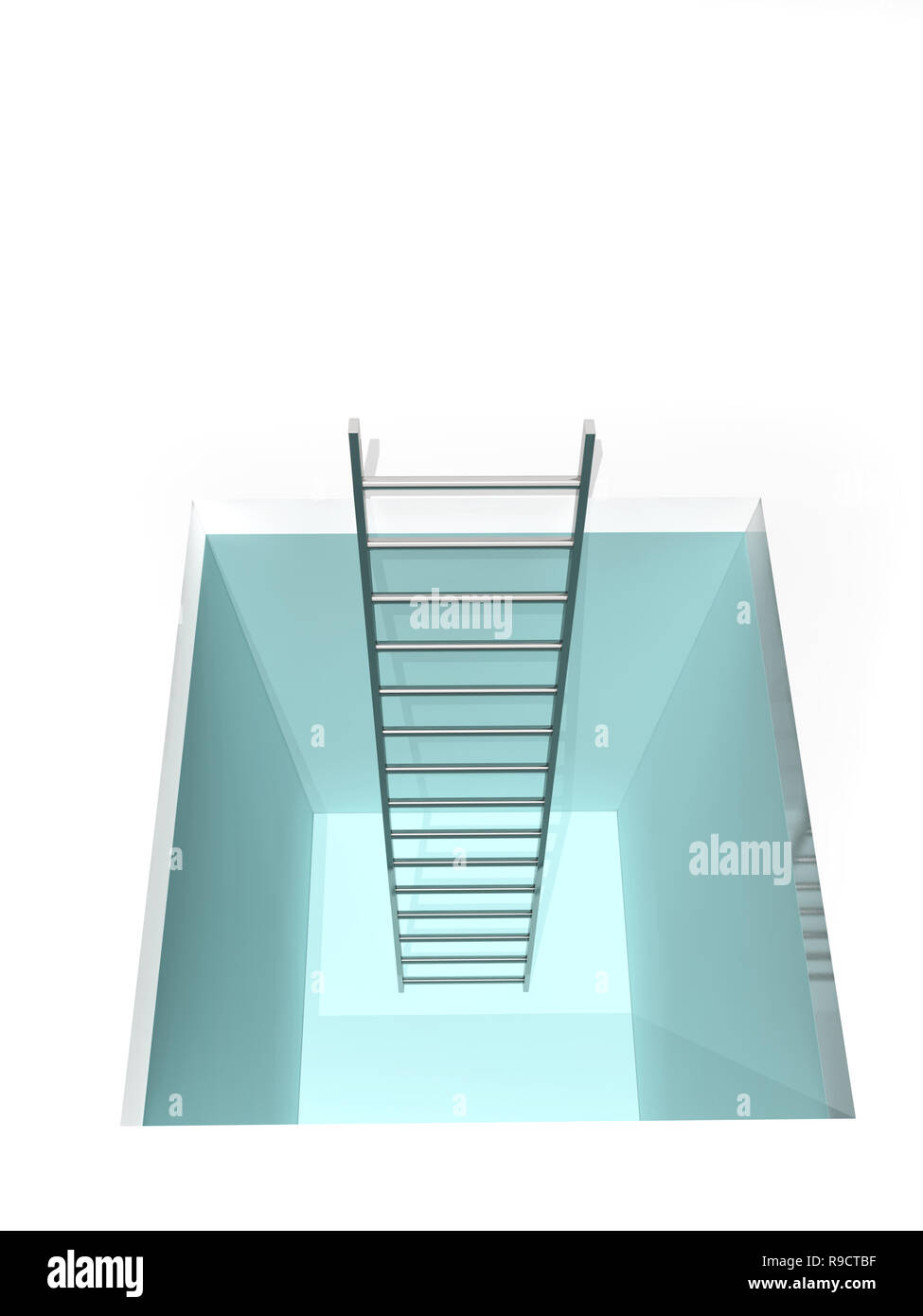 Conceptual image - way to freedom. Ladder from the hatch. Isolated on ...
