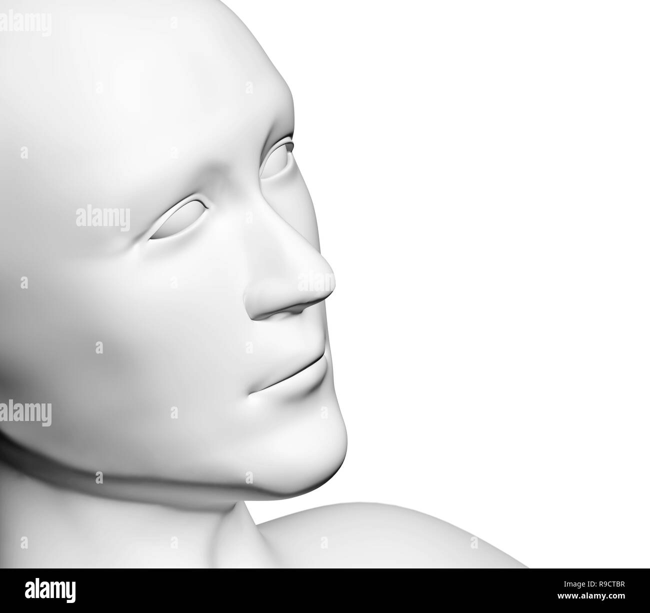 Human head of white color. Isolated on white Stock Photo - Alamy