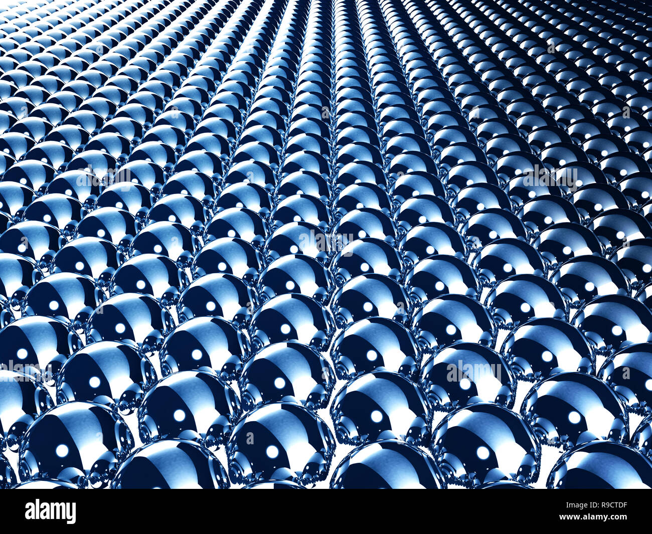 Abstract background with chrome balls of blue color Stock Photo - Alamy