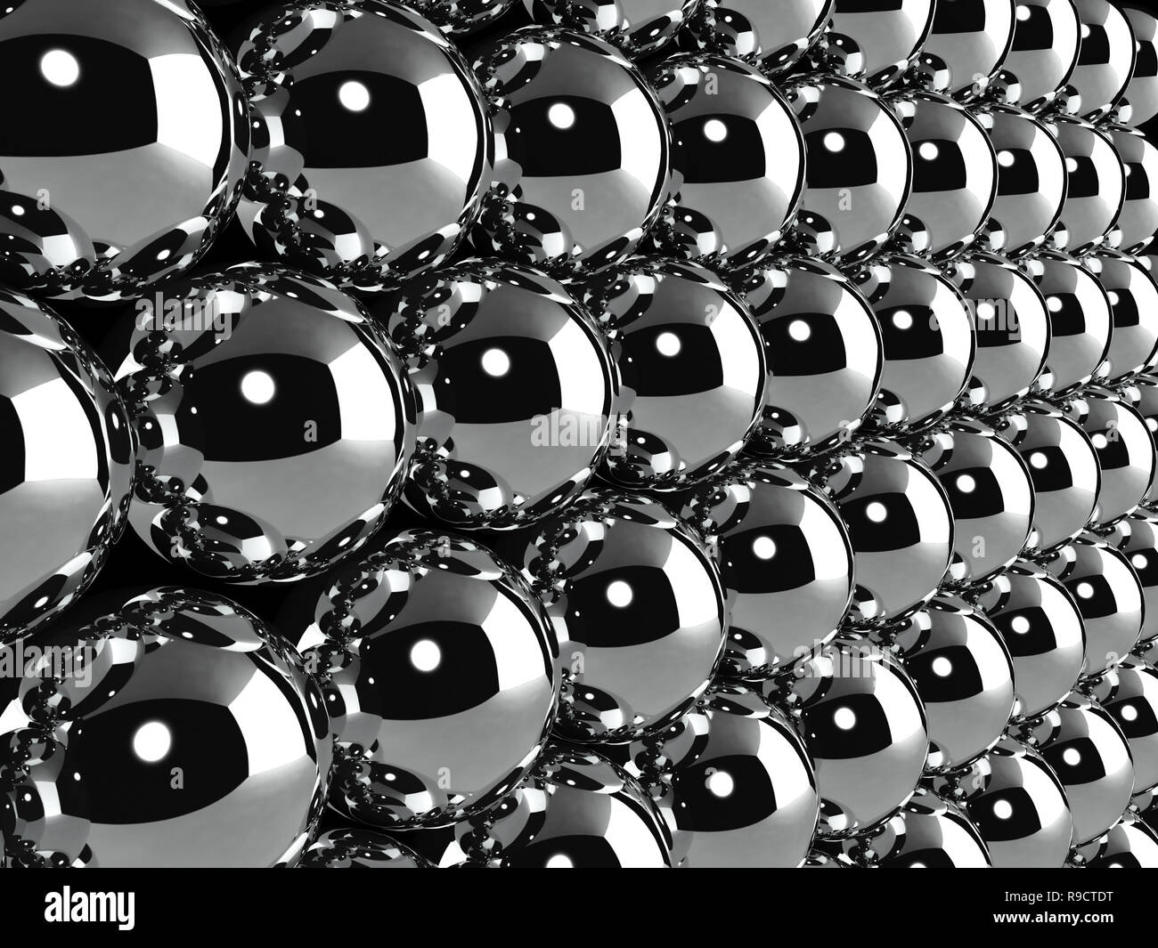 Abstract background with chrome balls. Black and white colors Stock ...