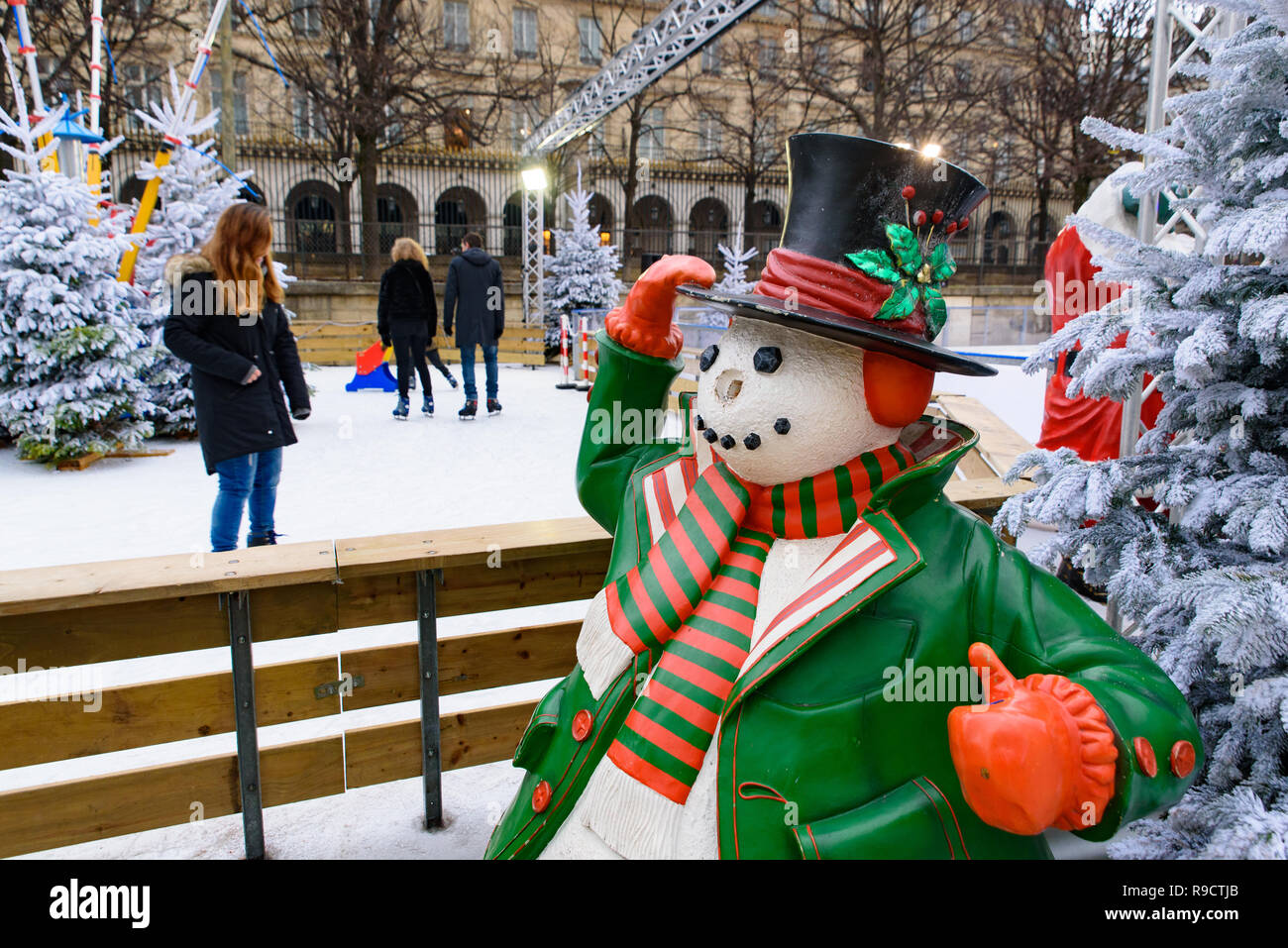 Ice rink in Christmas market in Tuileries Gardens, Paris, France Stock ...