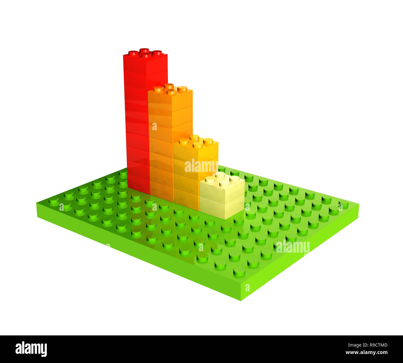Growth chart from 3d plastic toy blocks. Isolated on white background ...