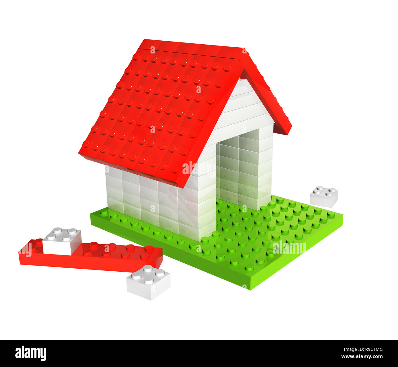 House from 3d plastic toy blocks. Isolated on white background Stock ...