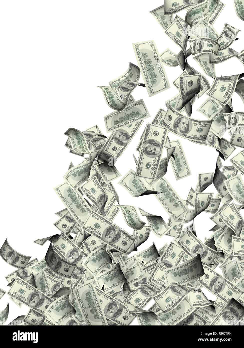 Flying banknotes of dollars. Isolated on white background Stock Photo ...