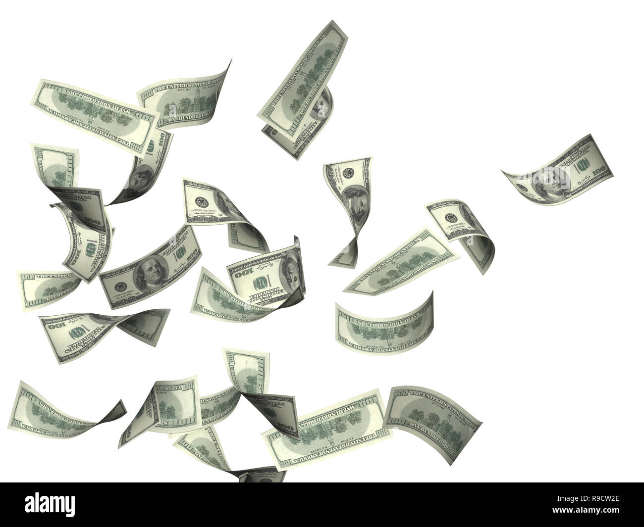 Flying banknotes of dollars. Isolated on white background Stock Photo ...