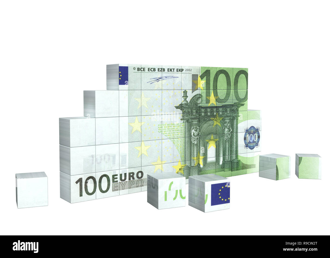 Elements of puzzle with banknote of euro. Isolated on white background ...