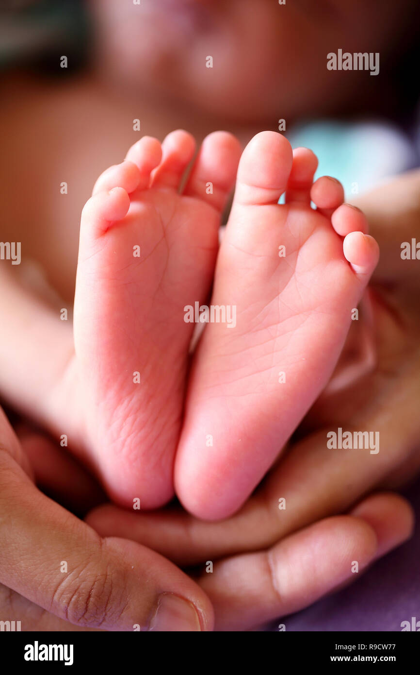 Close up of tiny feet of newborn baby Stock Photo - Alamy