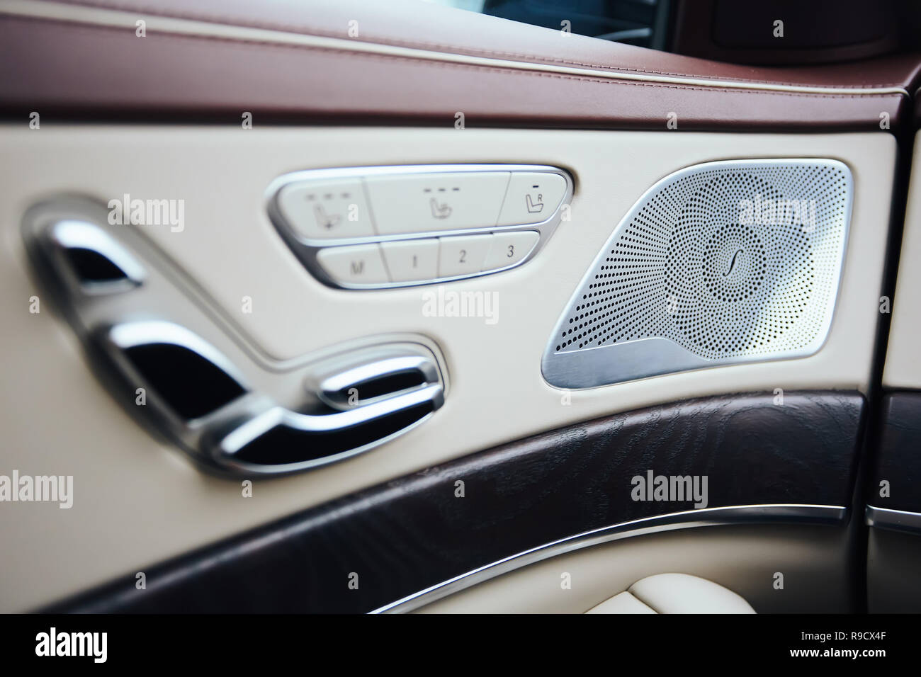 Car inside. Interior of prestige modern car. Climate control, hi-end ...