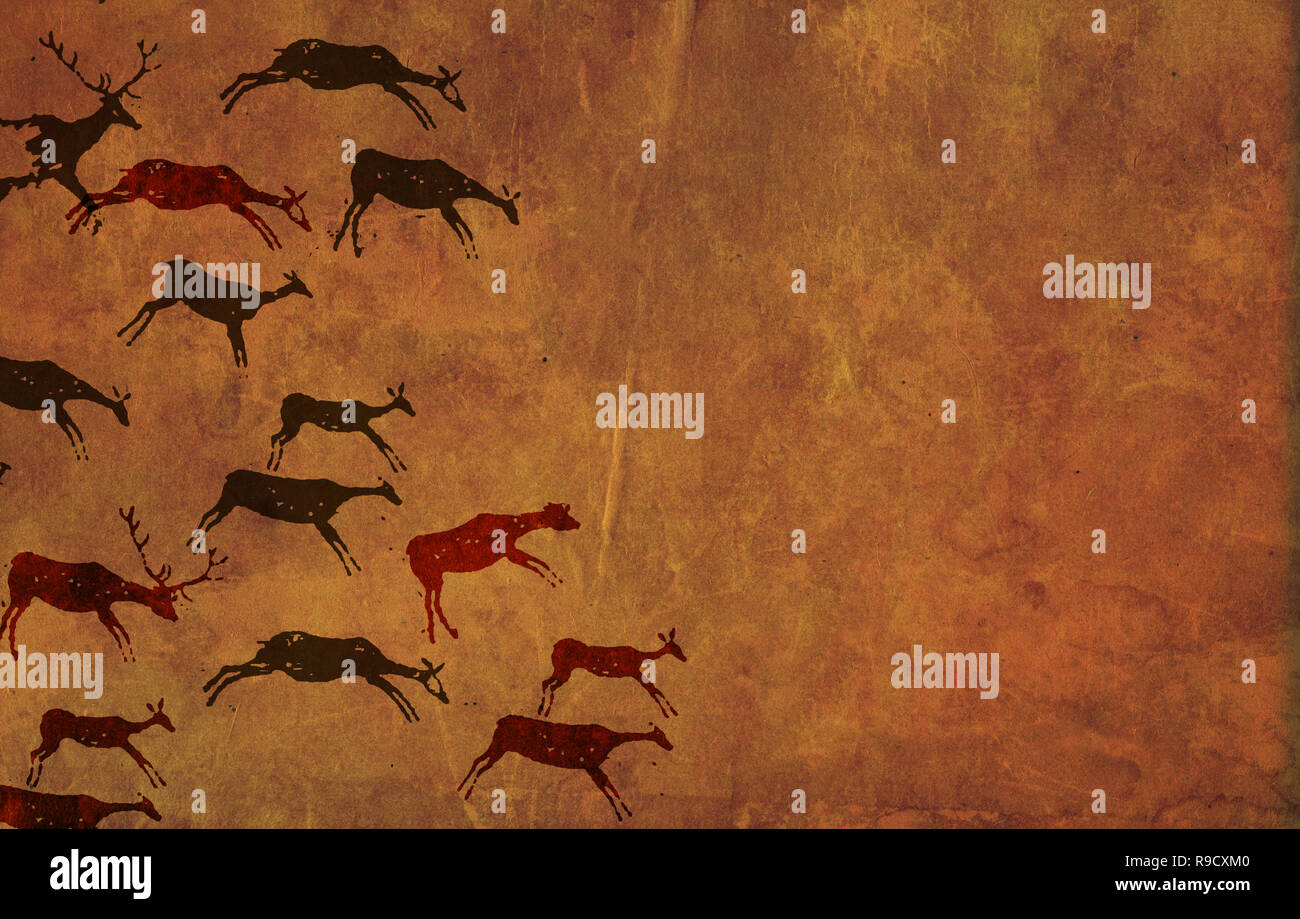 Background with drawings of the primitive person Stock Photo - Alamy