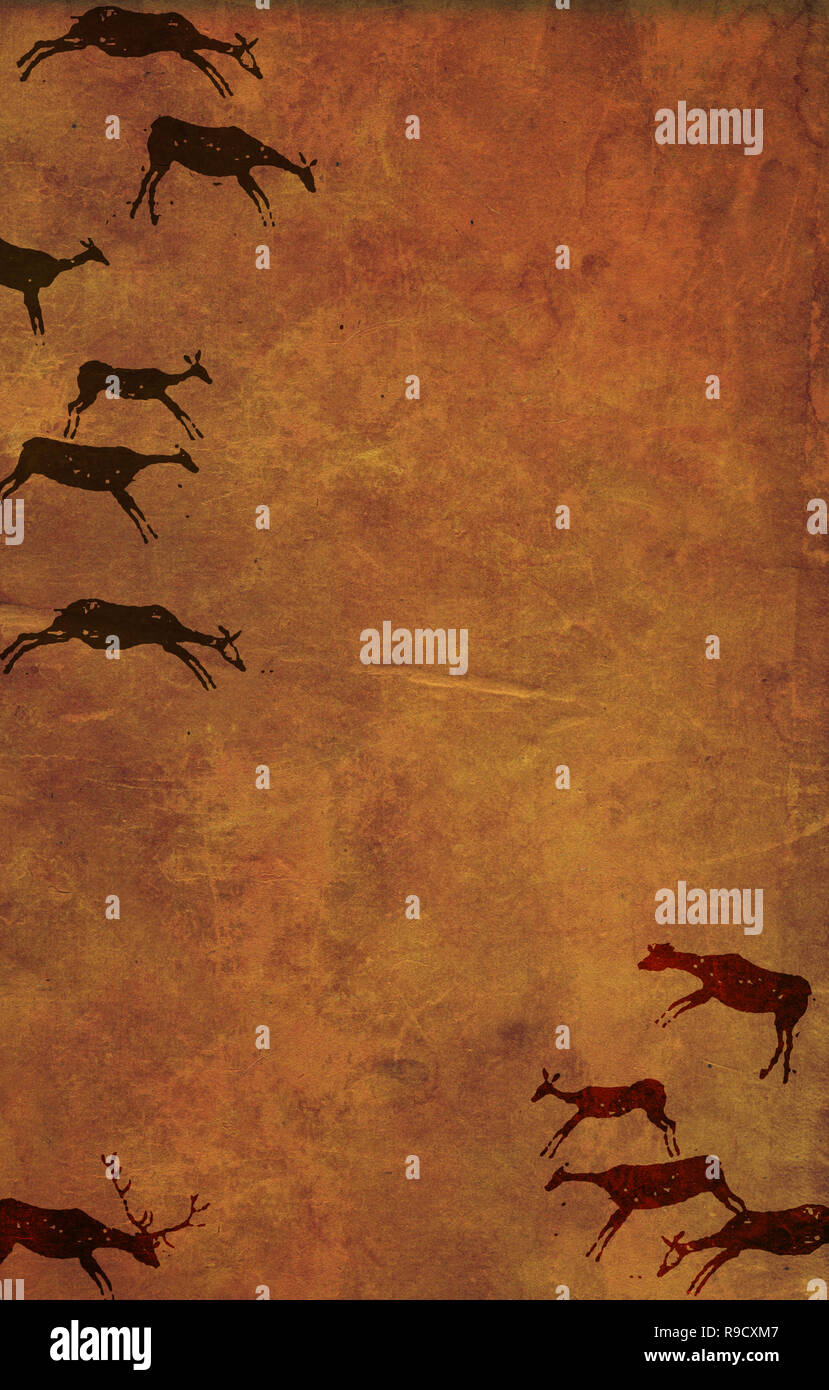 Background with drawings of the primitive person Stock Photo - Alamy