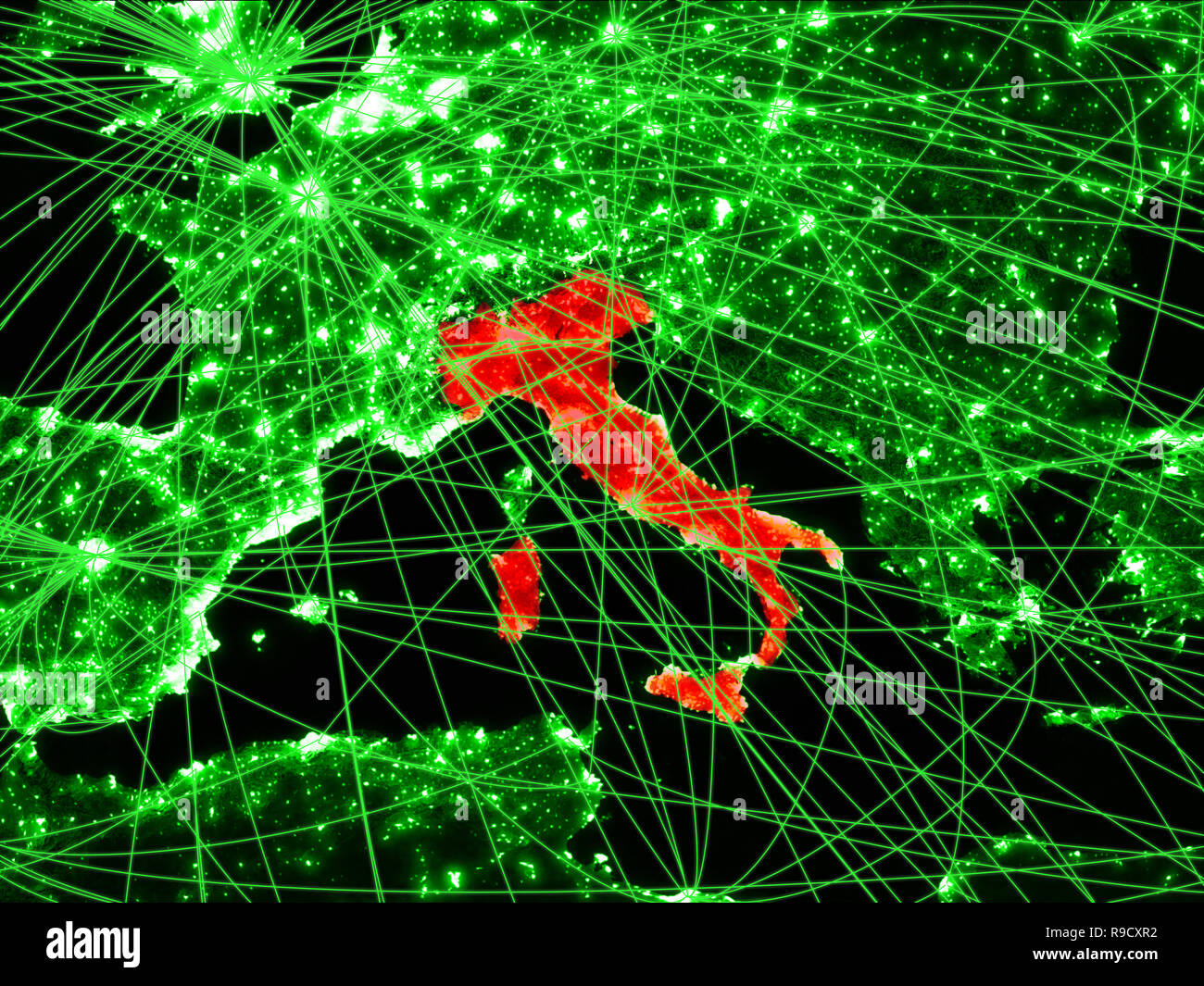 3d italy green map hi-res stock photography and images - Alamy