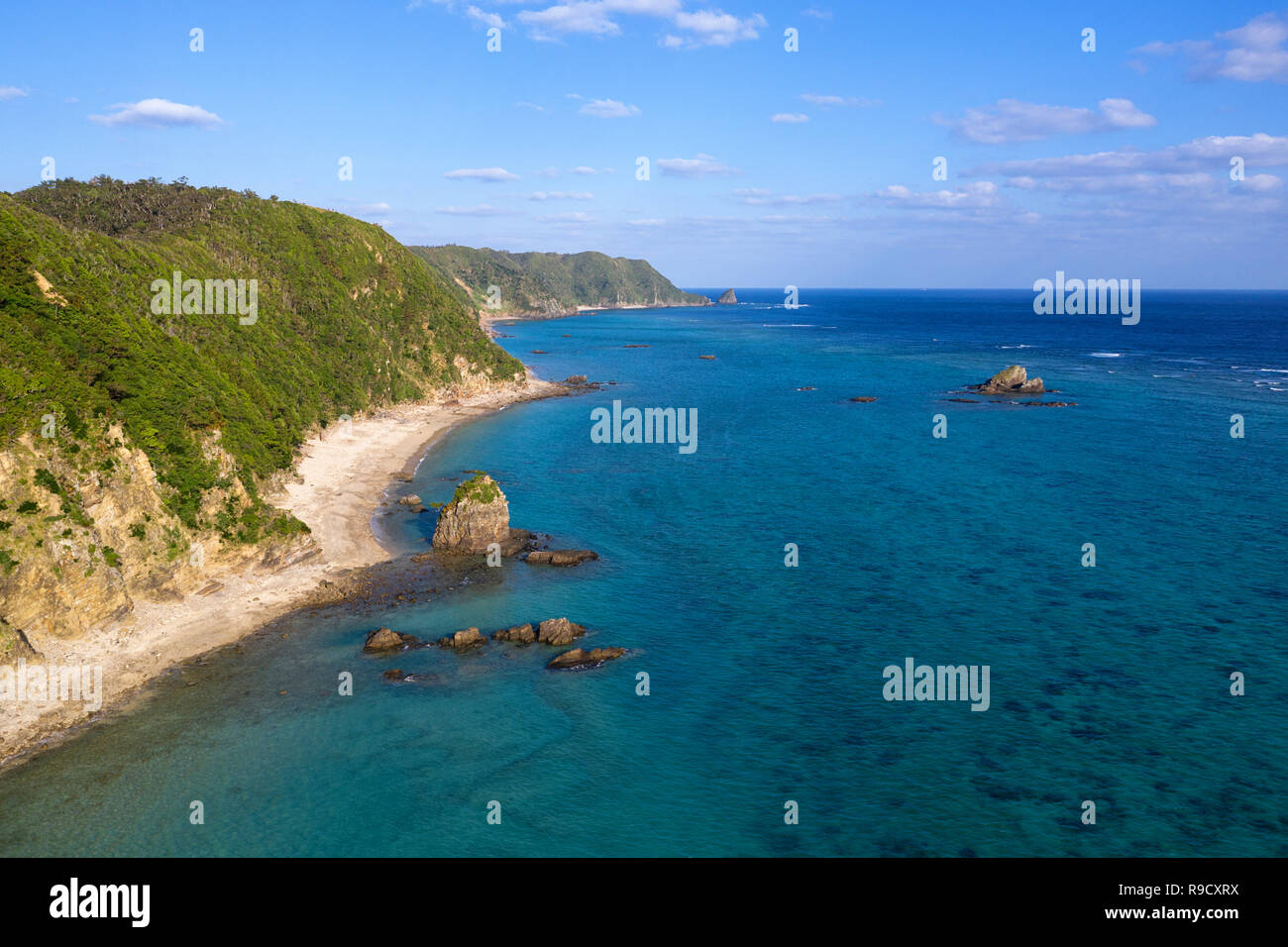 Rocky Sea Cliff And Cape Of East Coast in Okinawa, Japan Stock Photo ...