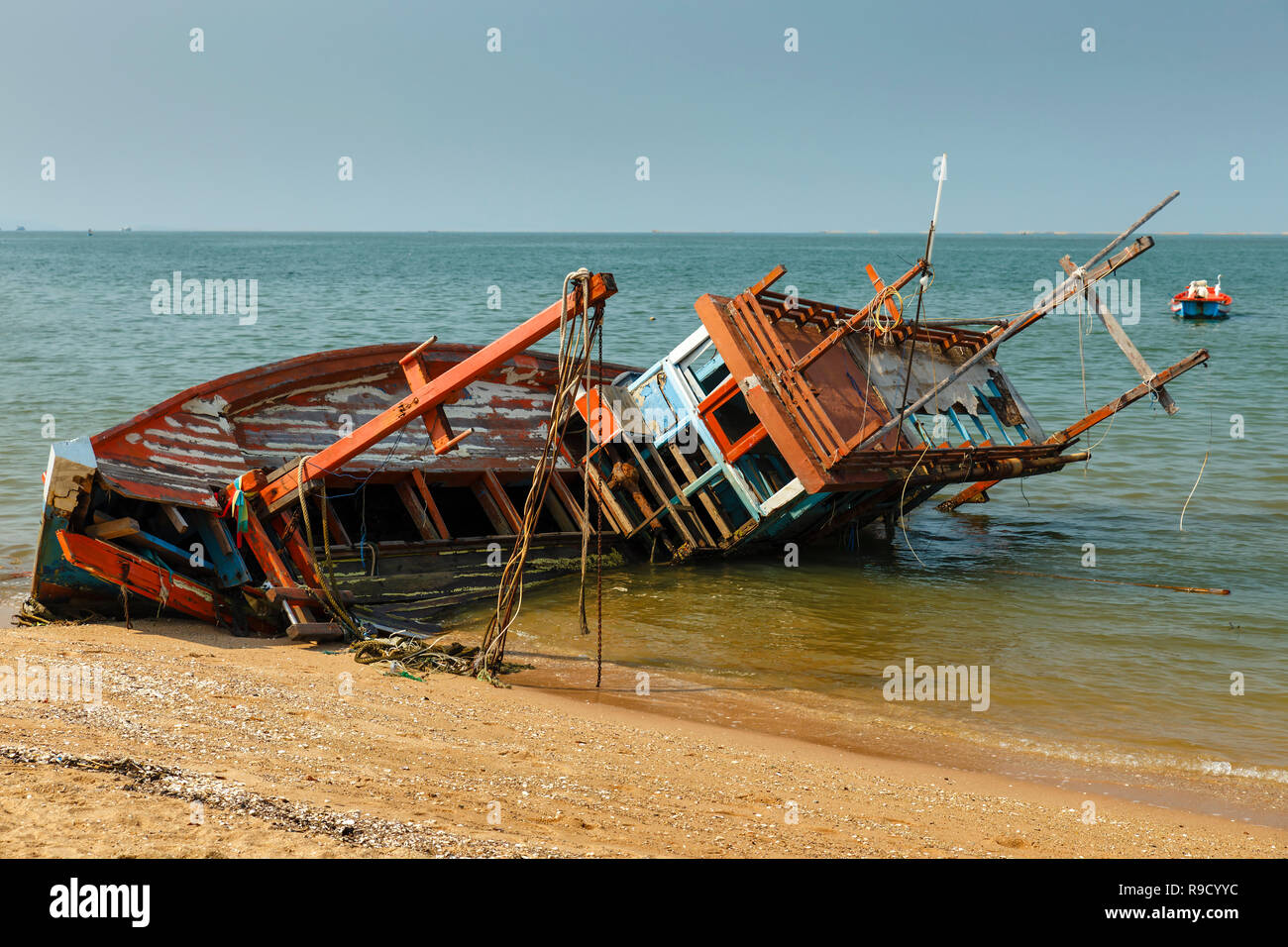 Capsized fishing boat hi-res stock photography and images - Alamy