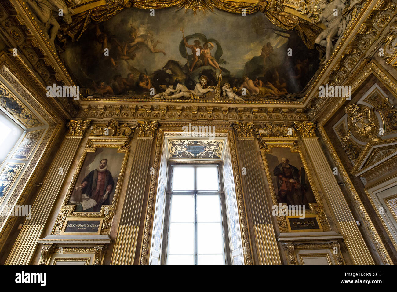 PARIS, FRANCE, MARCH 09, 2017 : architectural details of gallery of ...