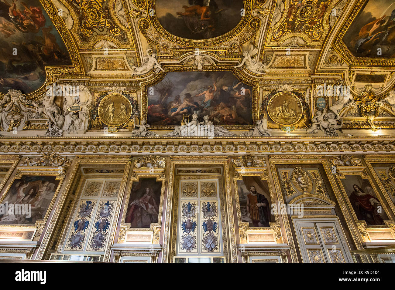 PARIS, FRANCE, MARCH 09, 2017 : architectural details of gallery of ...