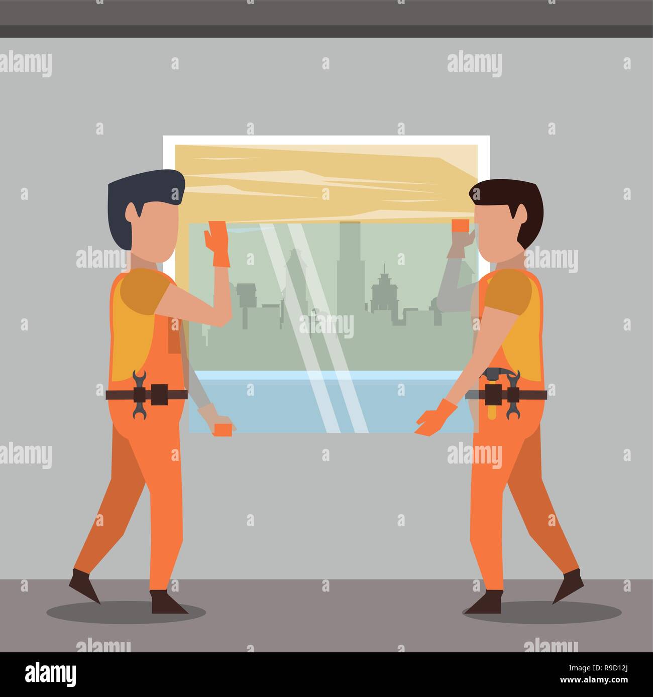 People repair house window Stock Vector Images - Alamy