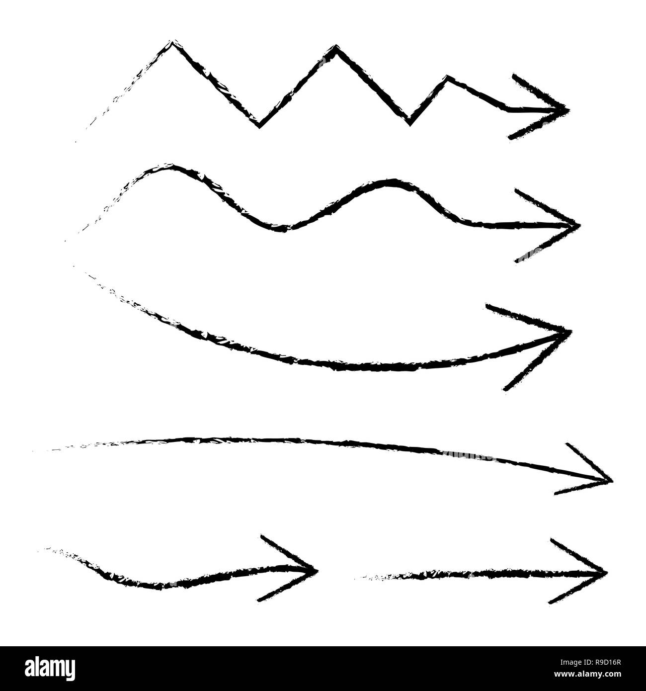 Set of hand drawn arrows to right. Vector illustration. Collection of ...