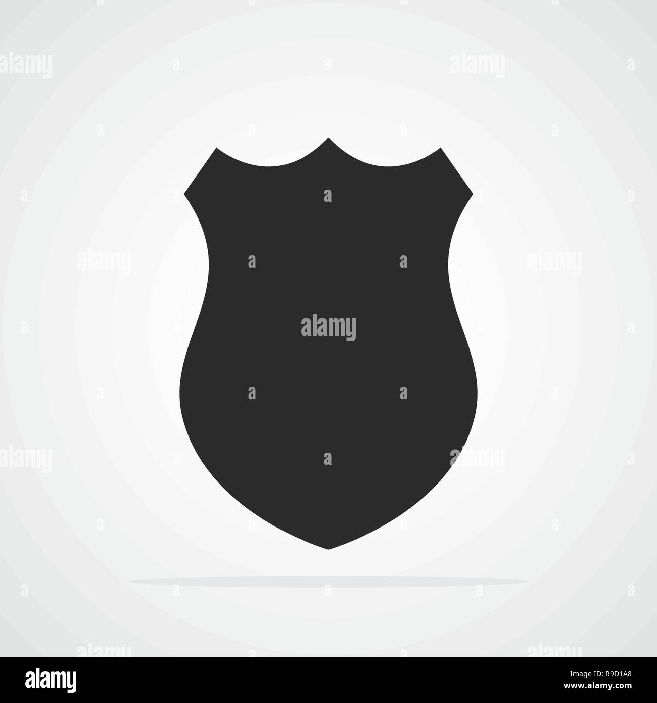 Black shield in flat design. Shield icon isolated on light background ...