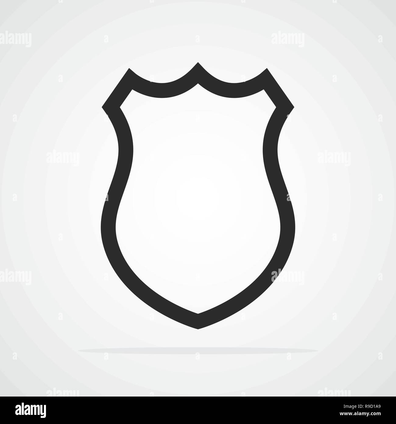 Black shield in flat design. Shield icon isolated on light background ...