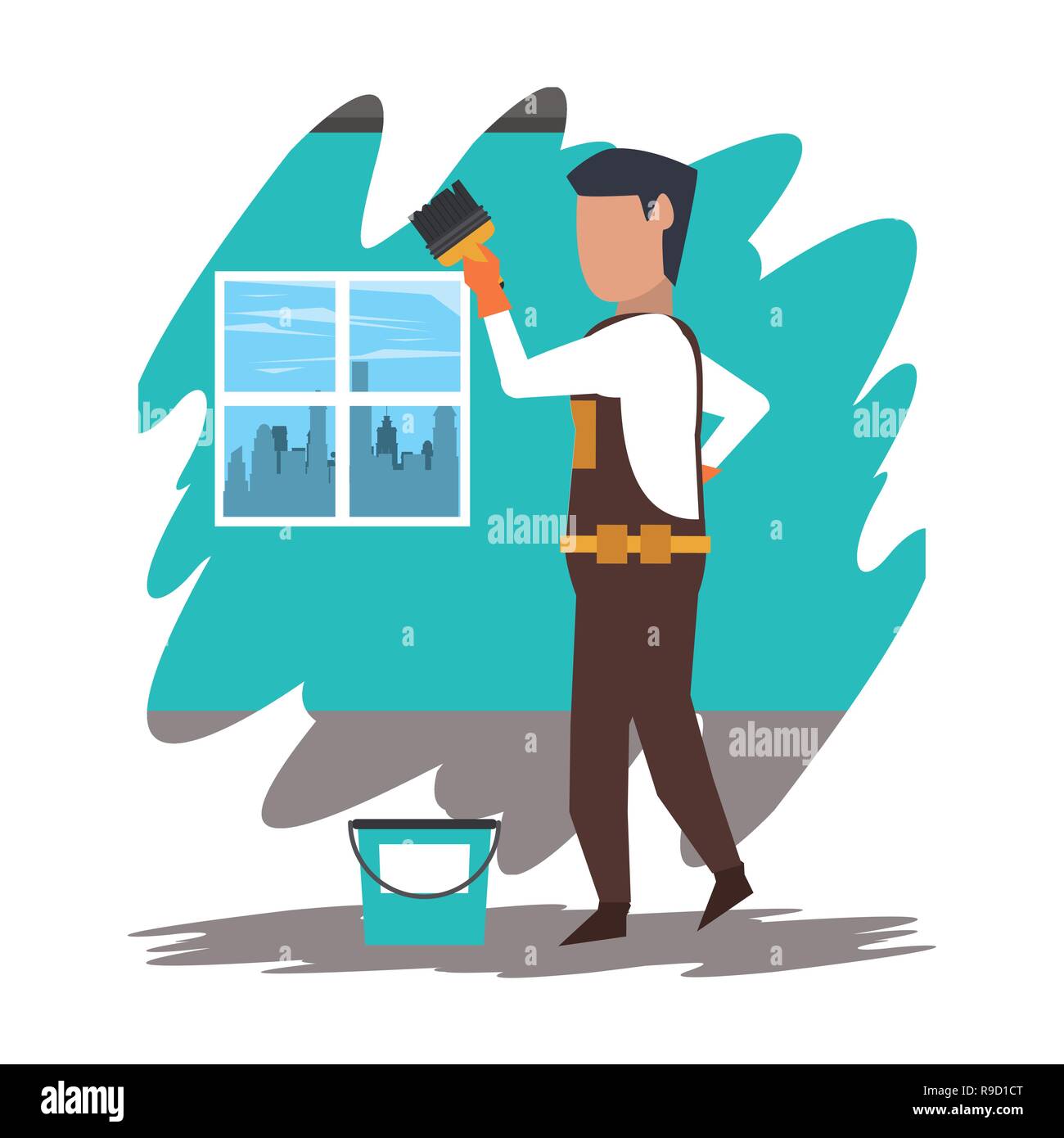 Worker painting inside Stock Vector Images - Alamy
