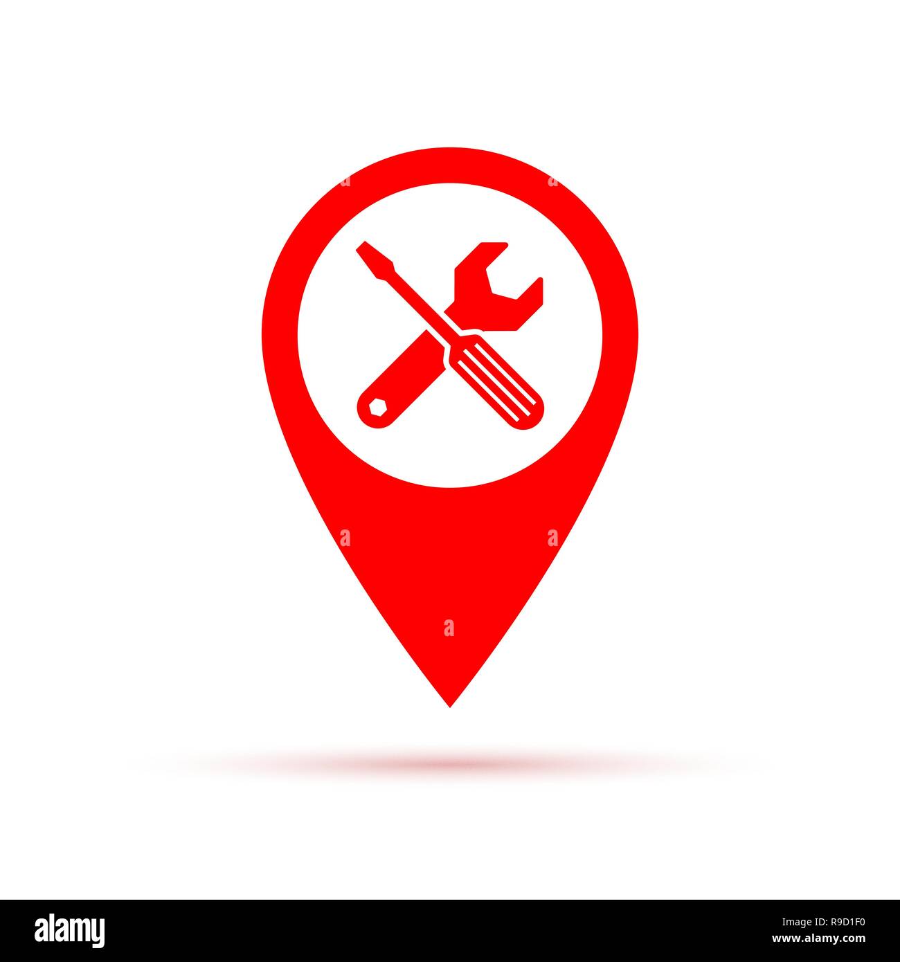 Map pointer with service symbol. Vector illustration. Service location ...