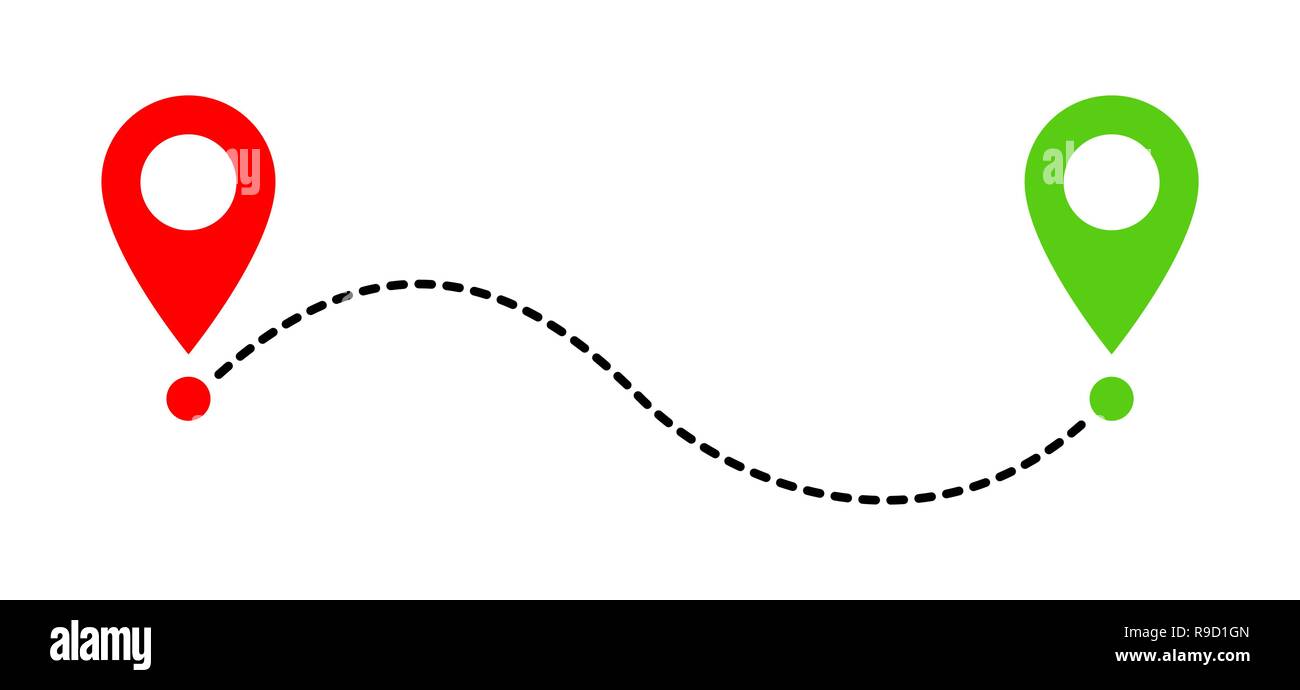 Path icon in flat style. Vector illustration. Route, way or track ...