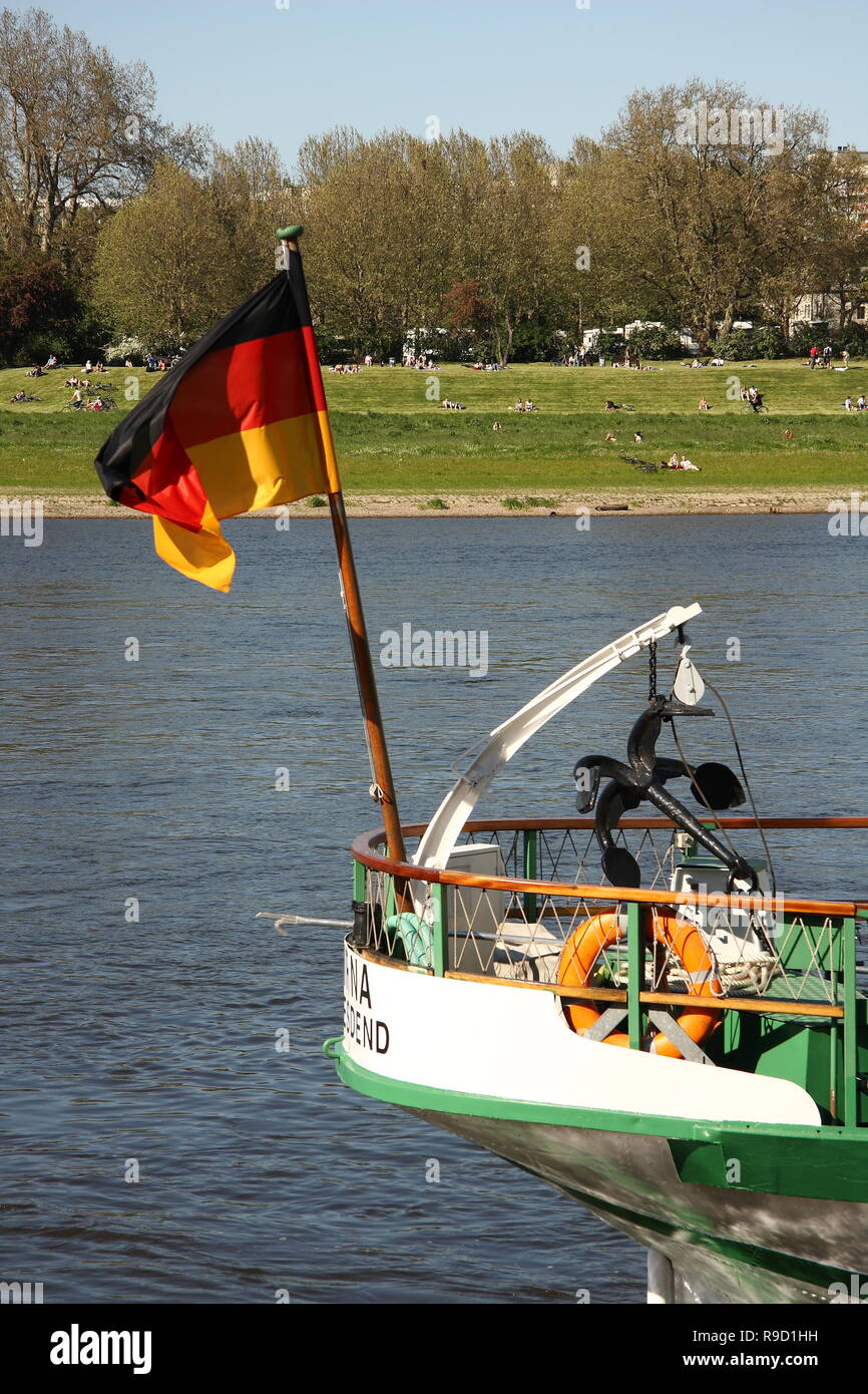 German flag at a steamer Stock Photo - Alamy
