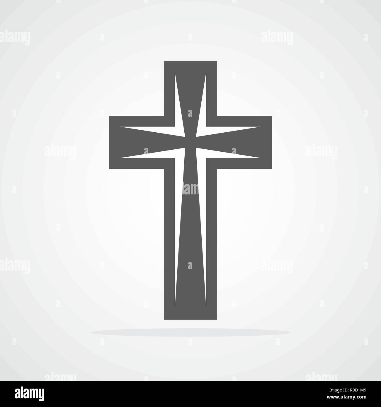 Gray Christian cross icon in flat design. Vector illustration. Abstract ...