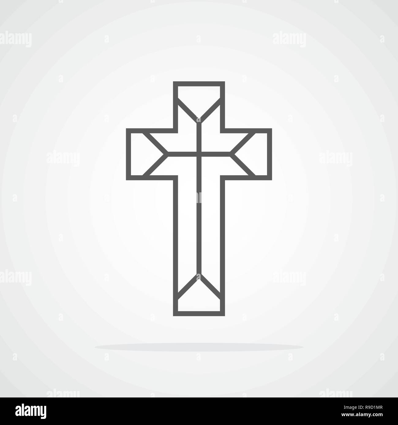 Gray Christian cross icon in flat design. Vector illustration. Abstract ...