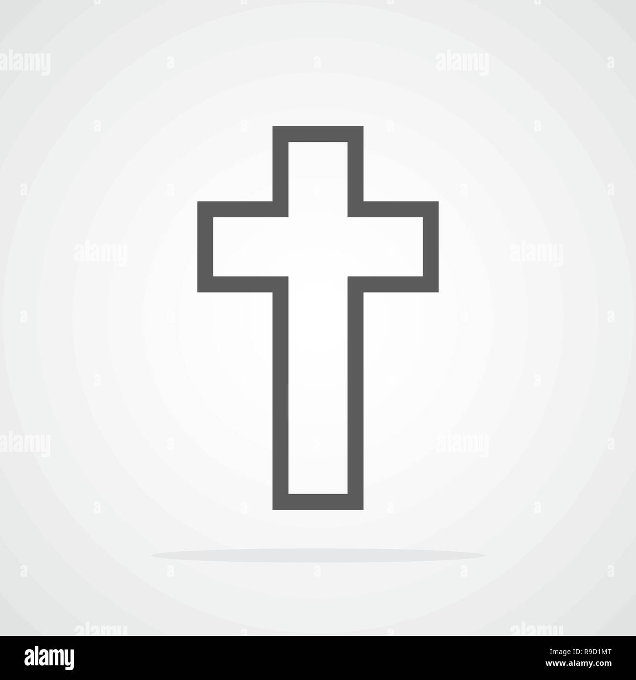 Gray Christian cross icon in flat design. Vector illustration. Abstract ...