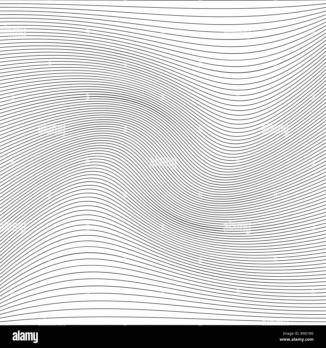 Abstract pattern with wavy lines. Vector illustration. Monochrome ...