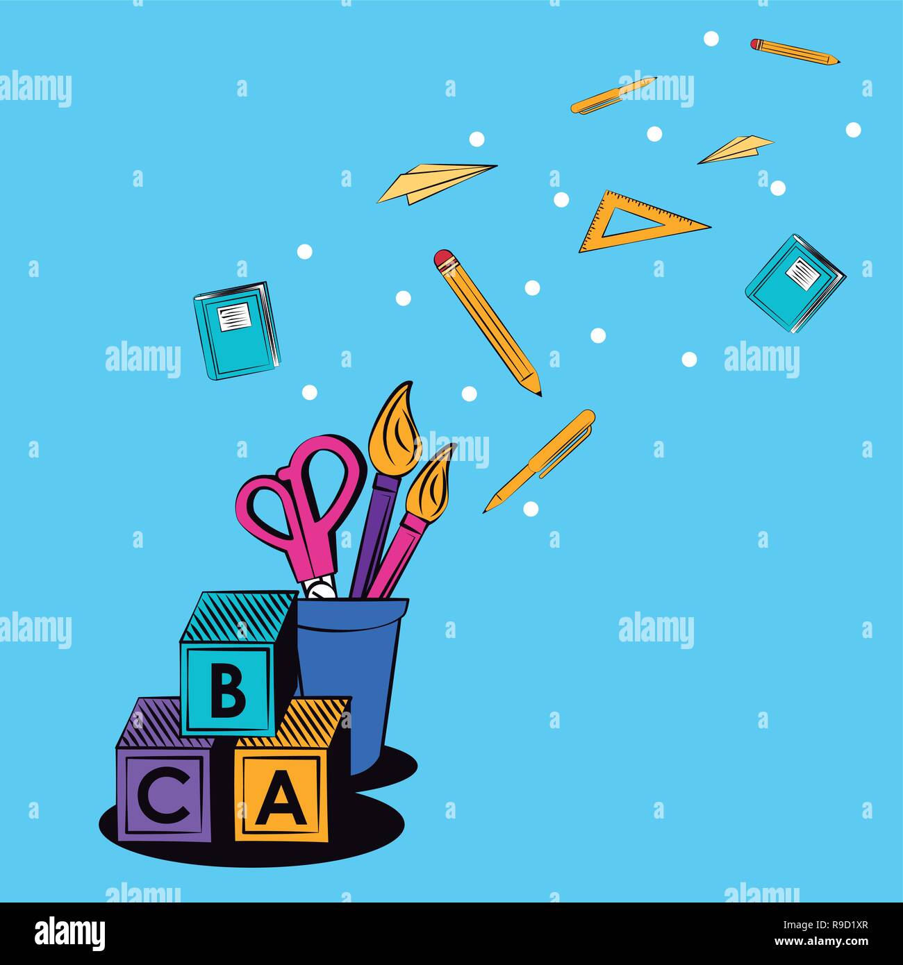 School supplies cartoons Stock Vector Image & Art - Alamy